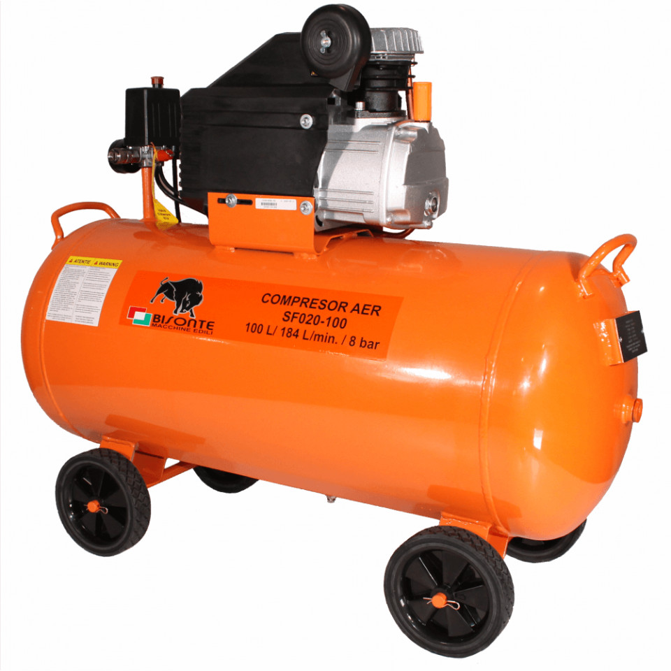 Compresor De Aer Cu Ulei Bisonte SF020 100 Debit Aer 187 L min Butelie